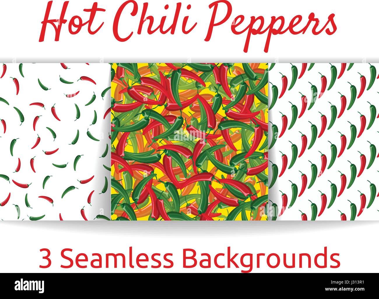 Hot Chili peppers, doodle seamless pattern. Bright cartoon design ...
