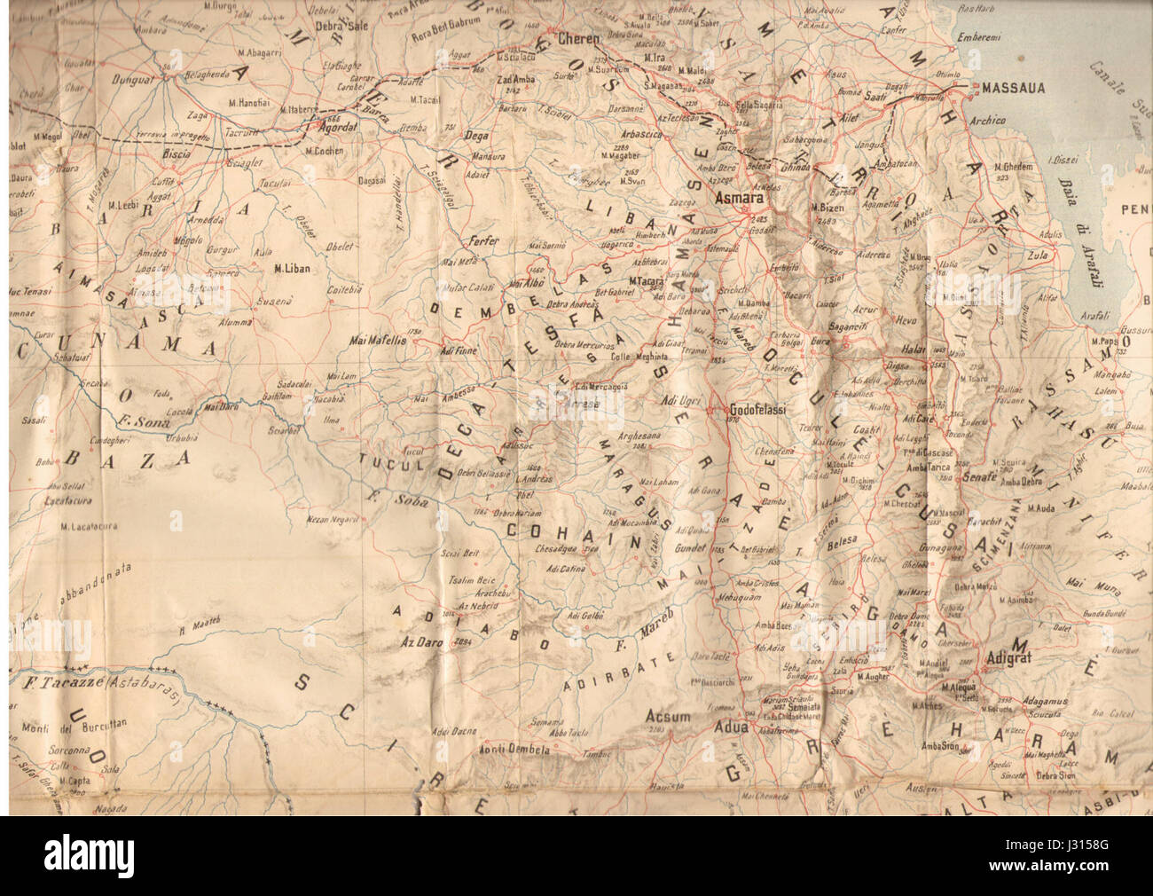 Carta della colonia Eritrea e dell'Abissinia Stock Photo - Alamy