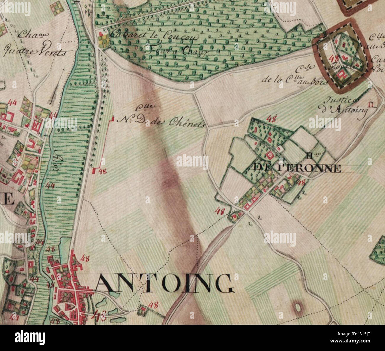 This map, created by Ferraris, shows Antoing and the mound of Trou de ...