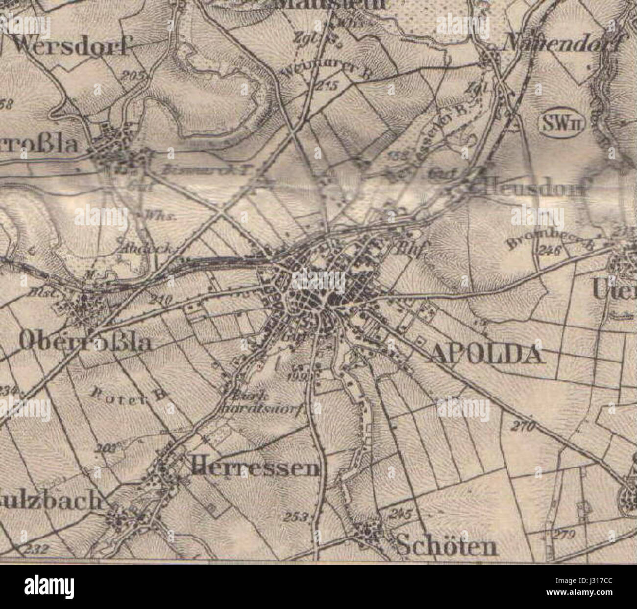The Apolda map from 1921 provides a detailed representation of the town ...