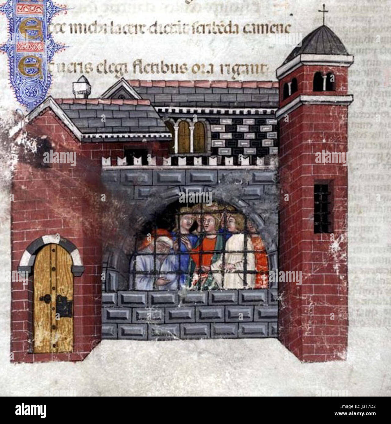 Boethius imprisoned Consolation of philosophy 1385 Stock Photo - Alamy