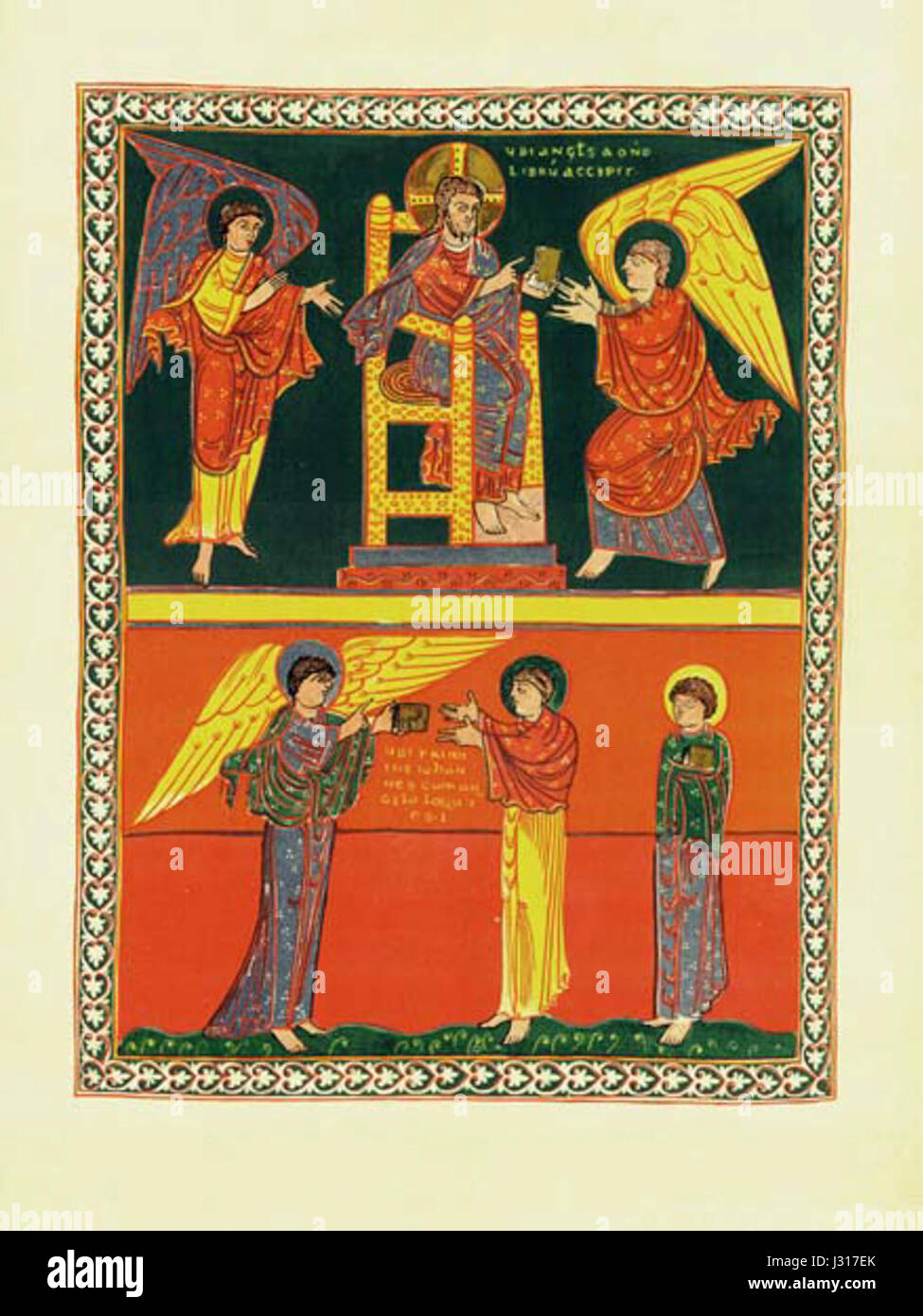 This image from the Apocalypse manuscript illustrates St. John ...