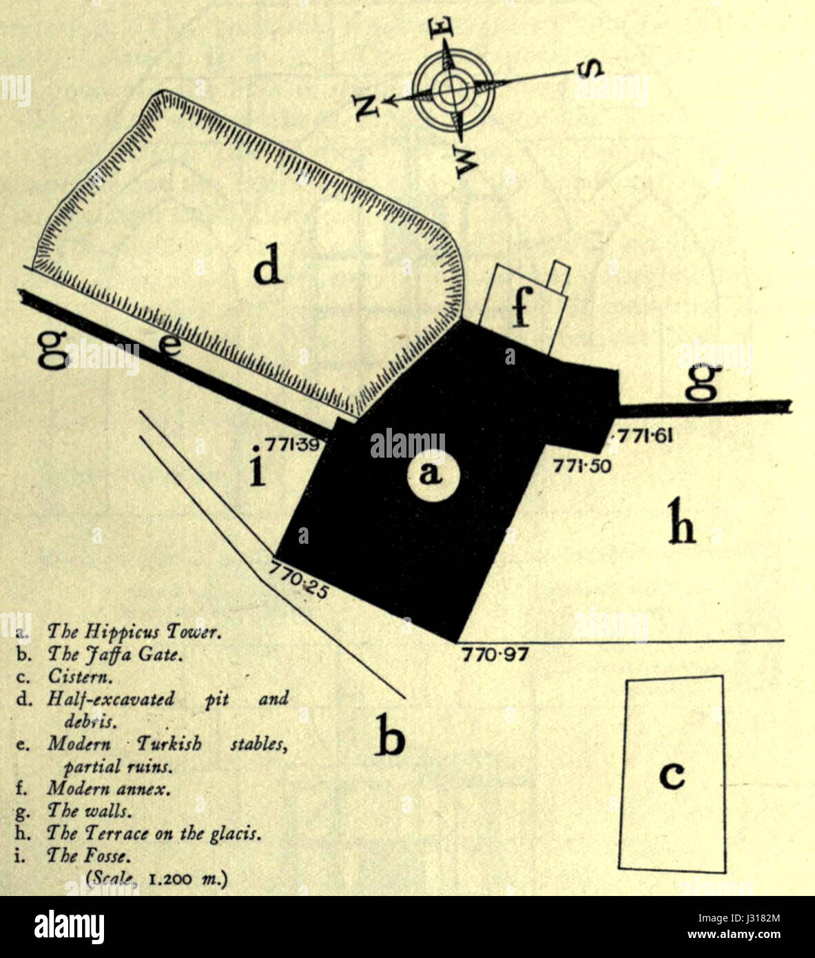 C.R. Ashbee, Jerusalem 1920-1922. The Hippicus Tower. Block Plan Stock ...