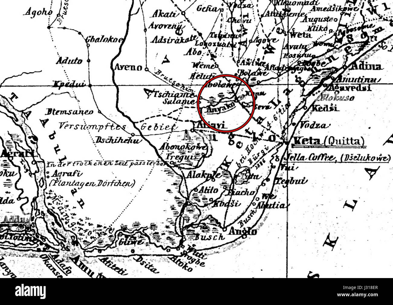 Anyako Map 1888 Stock Photo - Alamy