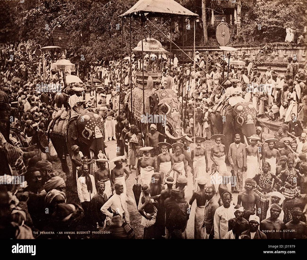 This photograph from around 1880 captures an annual Buddhist procession ...