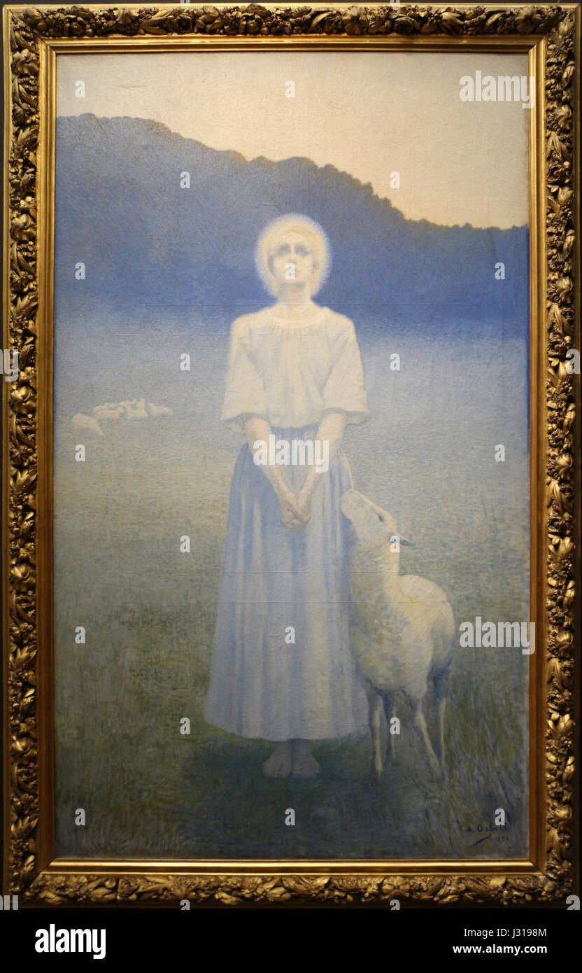 A painting by Alphonse Osbert, 'Vision of Saint Genevieve,' from 1892 ...