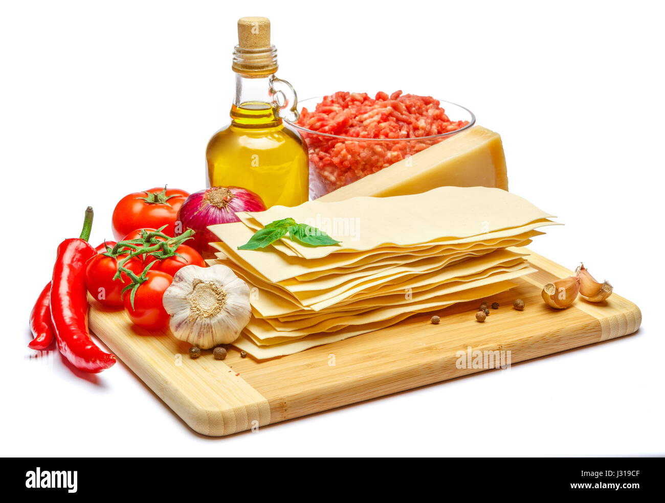 dried uncooked lasagna pasta sheets and vegetables Stock Photo - Alamy