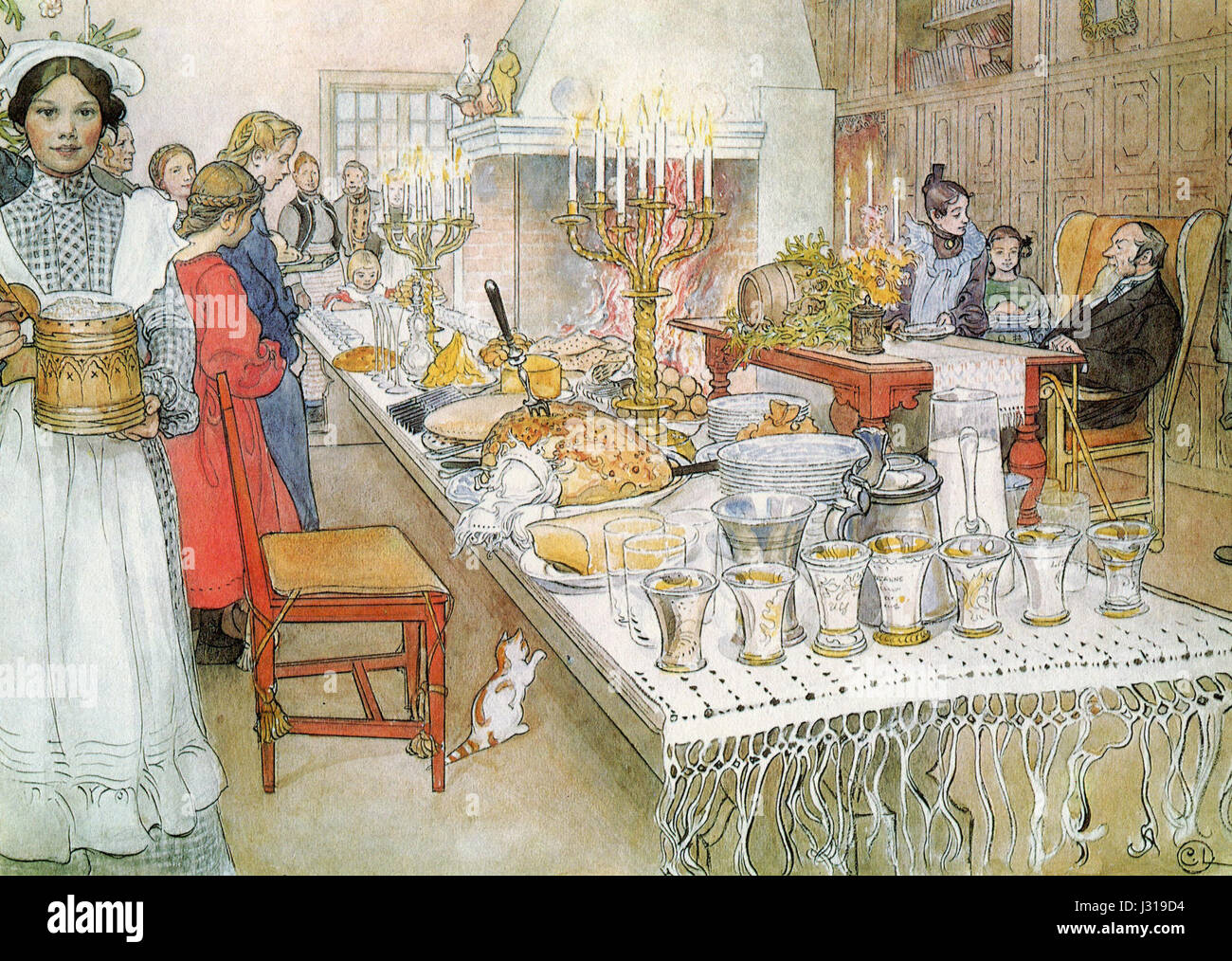 A depiction by Swedish artist Carl Larsson of a traditional Christmas ...