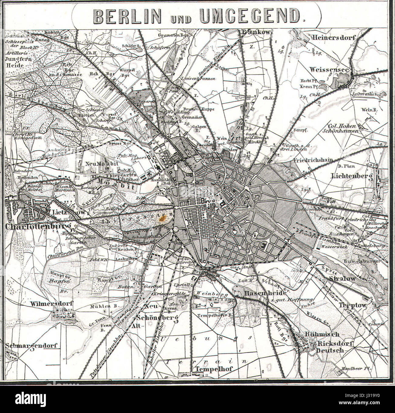 A historical map or document representing Berlin and its surrounding ...