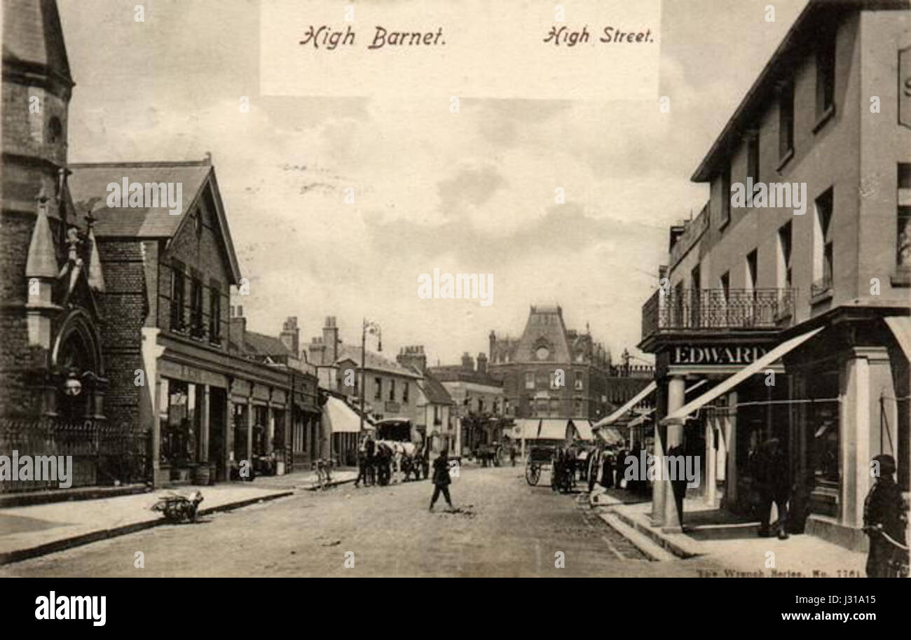 Barnet High Street looking north. Spires on the left Stock Photo - Alamy