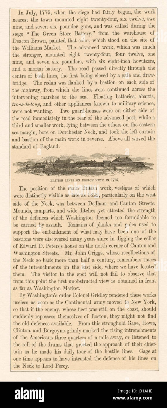 British lines on Boston Neck in 1775 (NYPL Hades-292303-465982 Stock ...