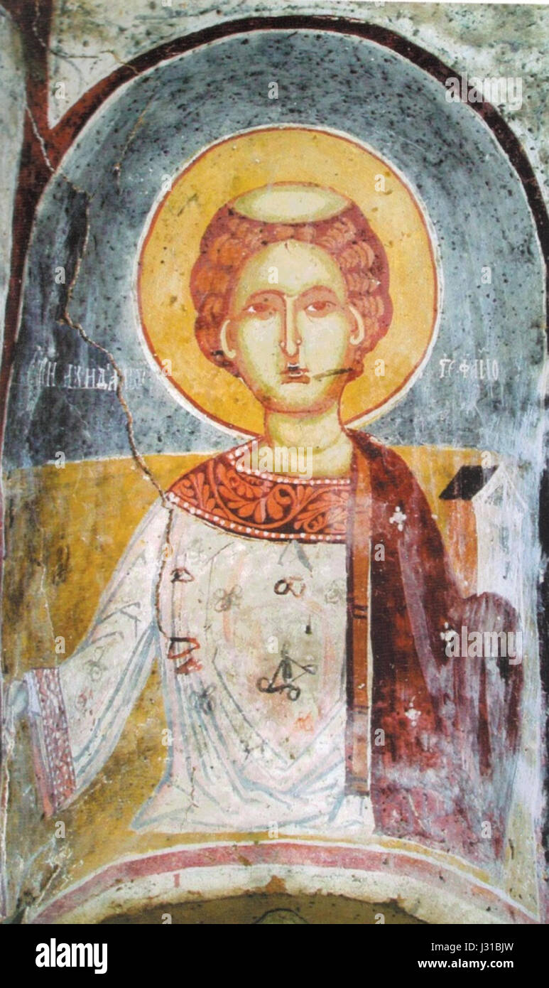 Archangel Michael Church in Benche, Saint Stephan Fresco Stock Photo ...