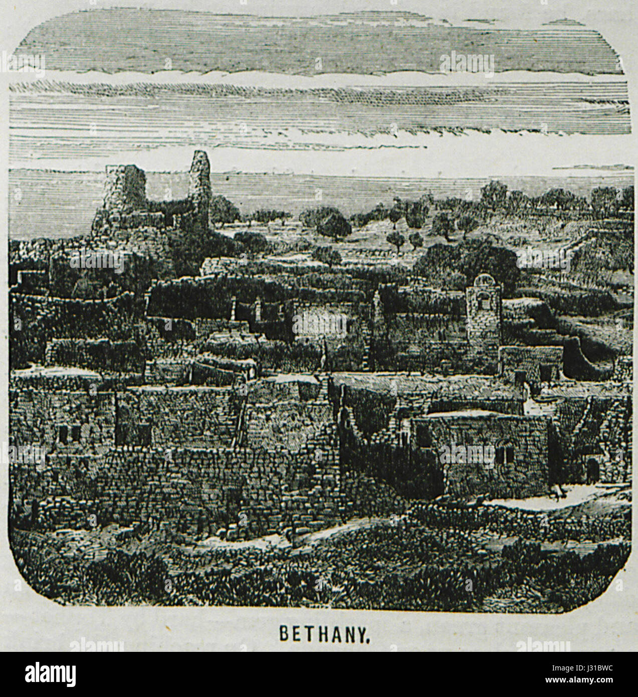 A 19th-century depiction of the biblical town of Bethany, created by ...