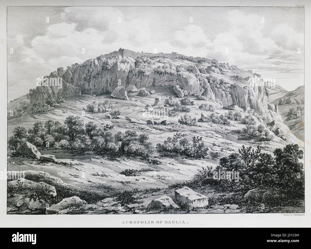 In 1834, Edward Dodwell documented the Acropolis of Daulia, an ancient ...