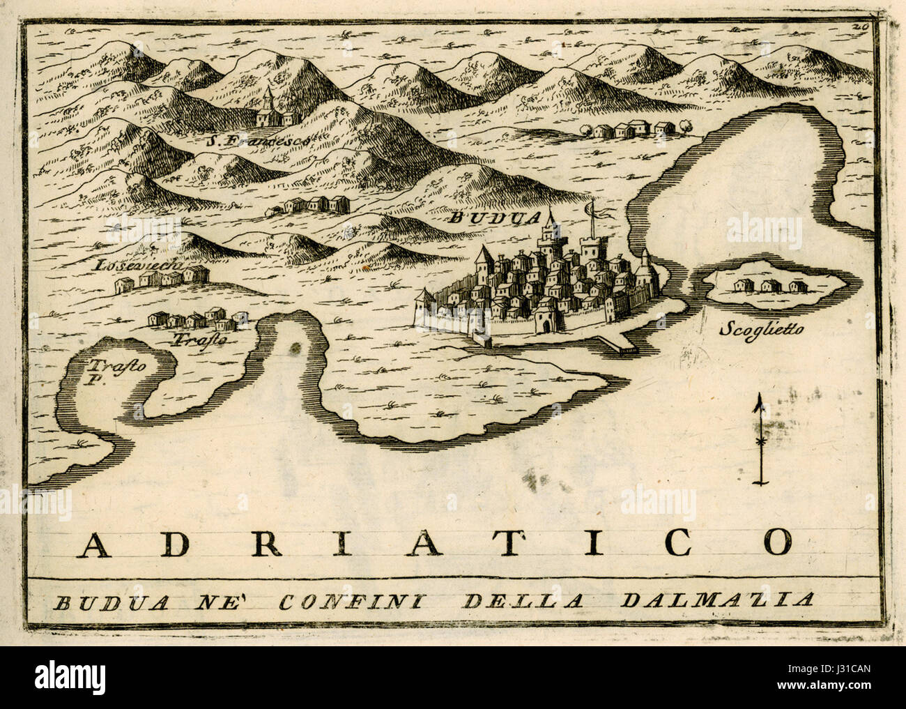 Vincenzo Coronelli's 1688 map, 'Budua ne' confini della Dalmatia ...