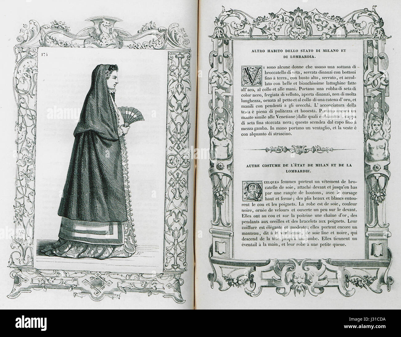 A work by Cesare Vecellio from 1860, illustrating the attire of Milan ...
