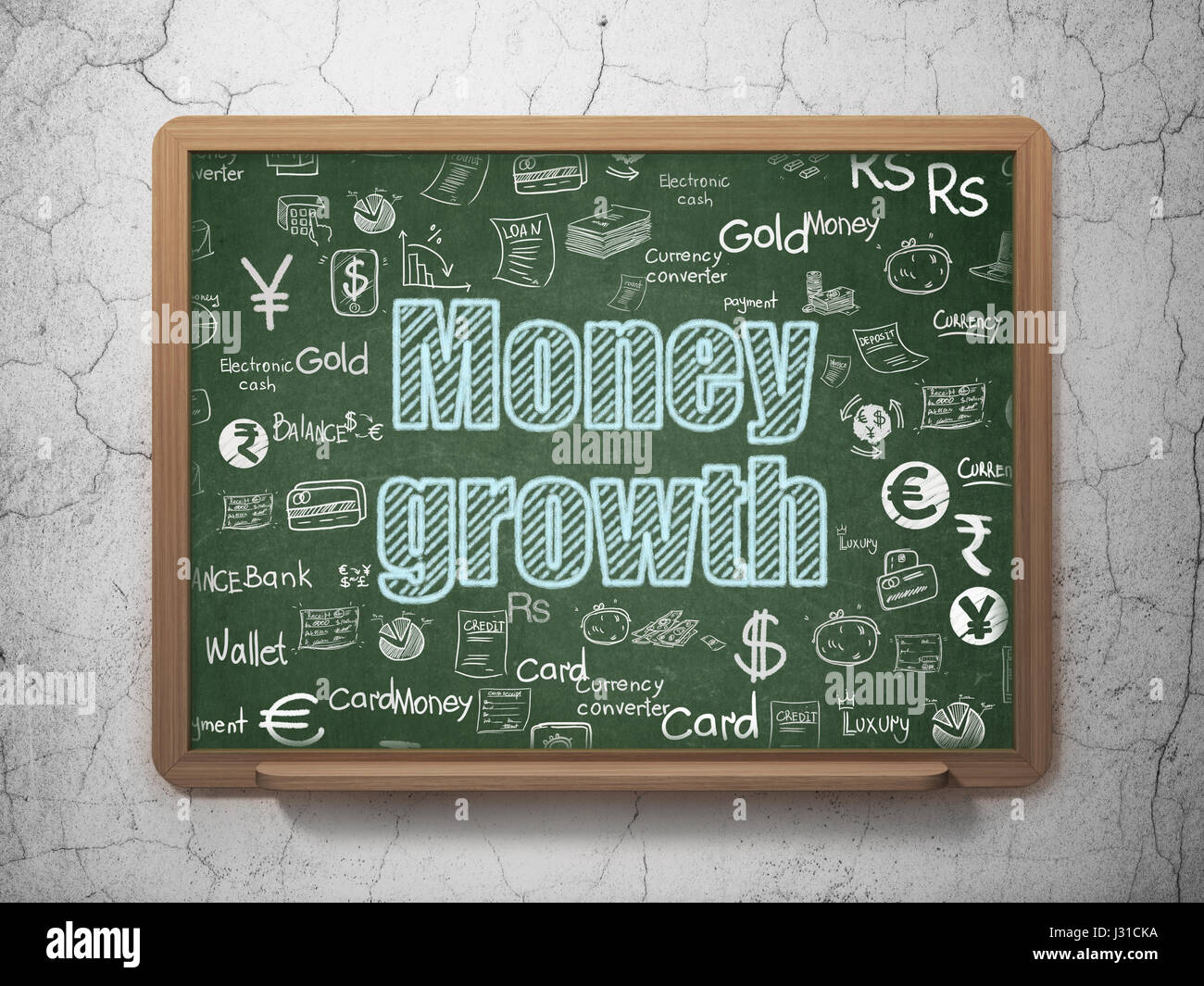 Banking concept: Money Growth on School board background Stock Photo ...