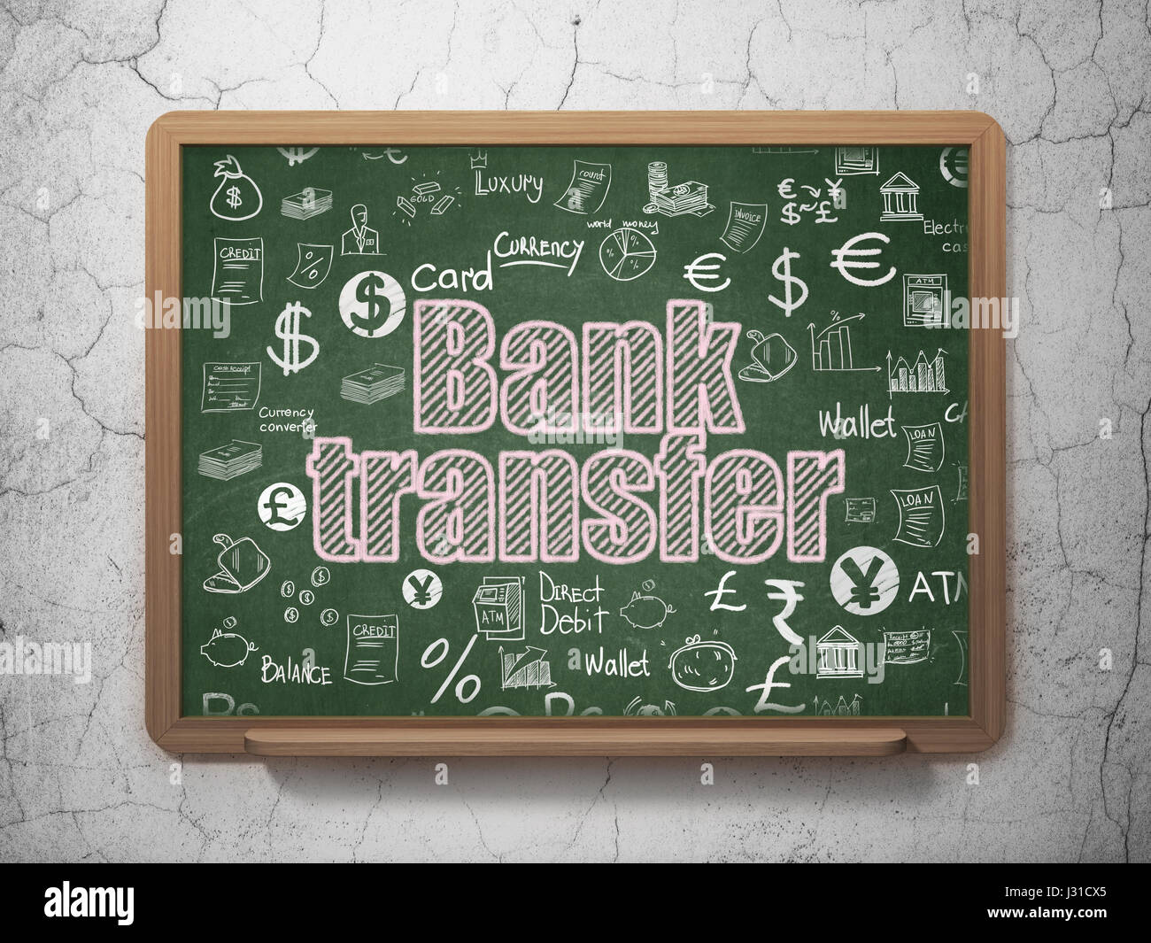 Banking concept: Bank Transfer on School board background Stock Photo ...