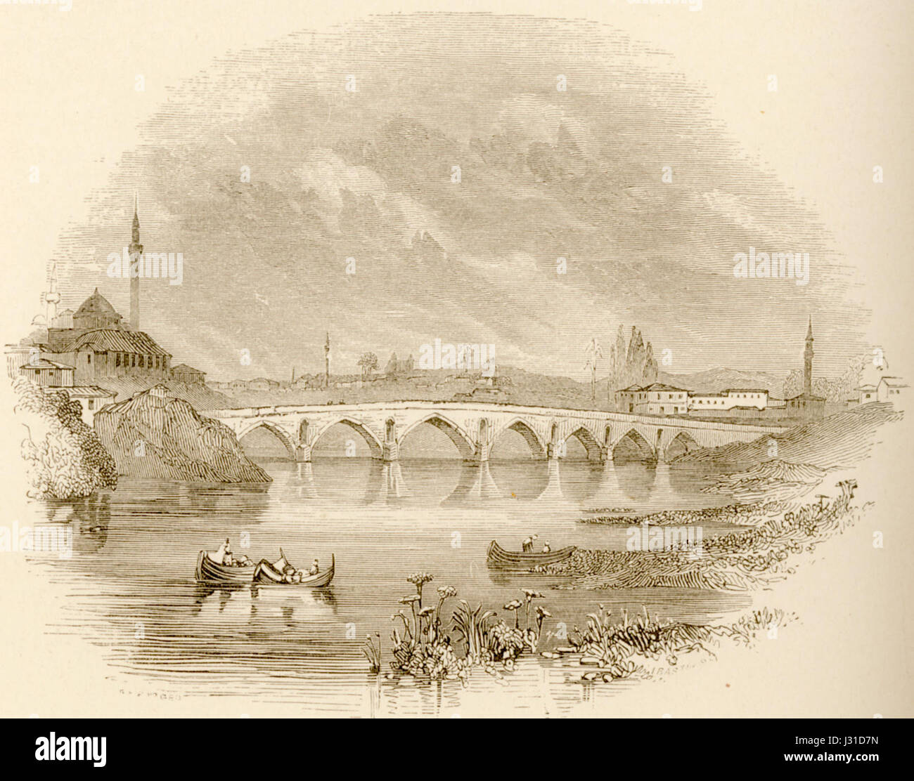 The 1882 painting of the Bridge at Larissa by Christopher Wordsworth ...