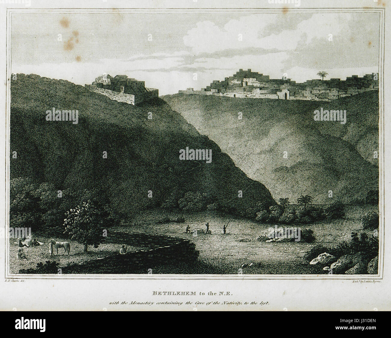 Edward Daniel Clarke's 1824 depiction of Bethlehem shows a view to the ...