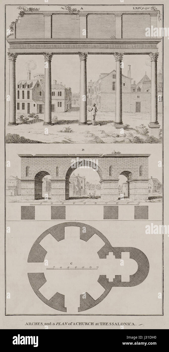 Richard Pococke's 1745 drawing presents the arches and floor plan of an ...