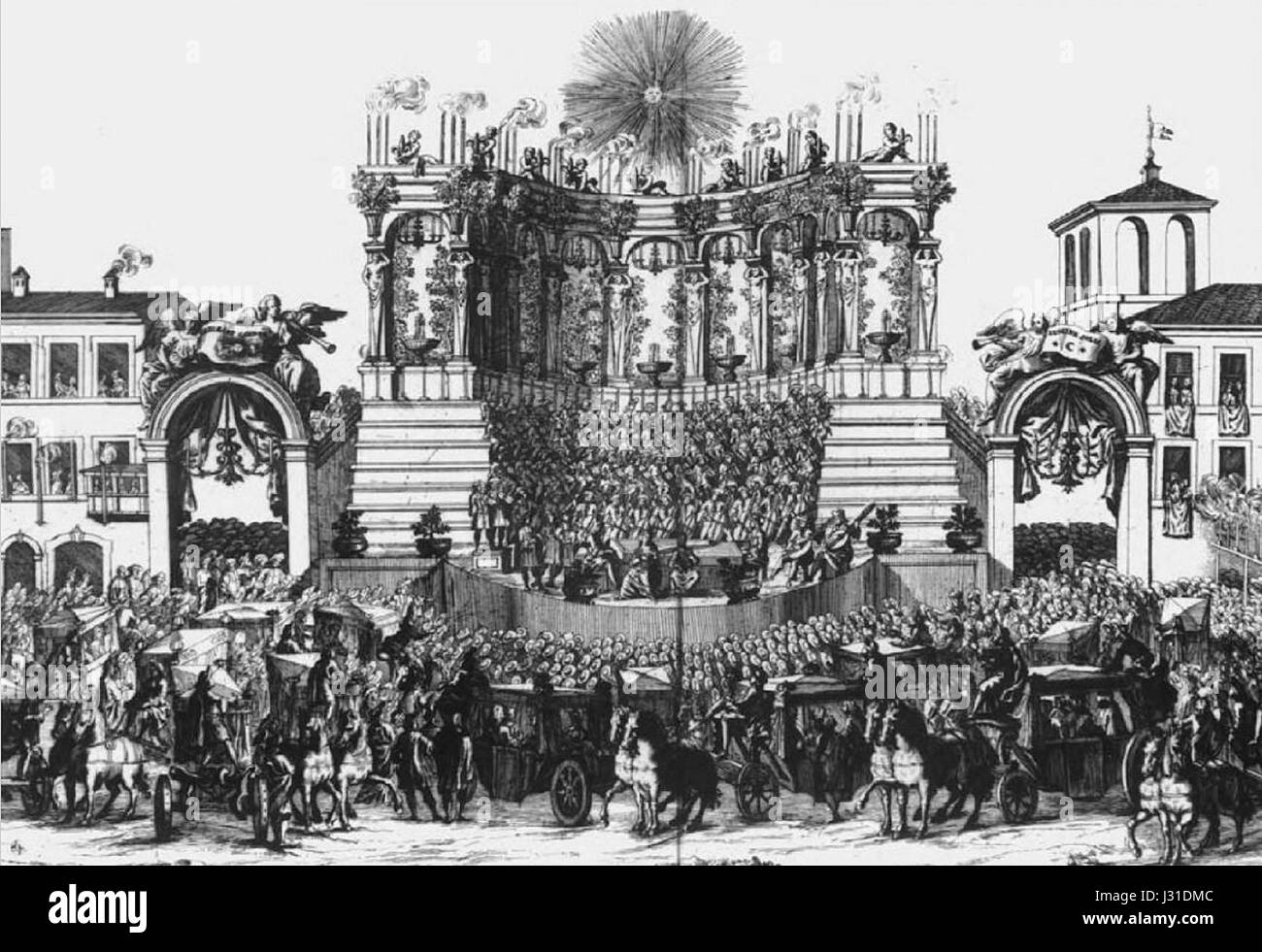 An artistic depiction of Arcangelo Corelli conducting a serenade in the ...