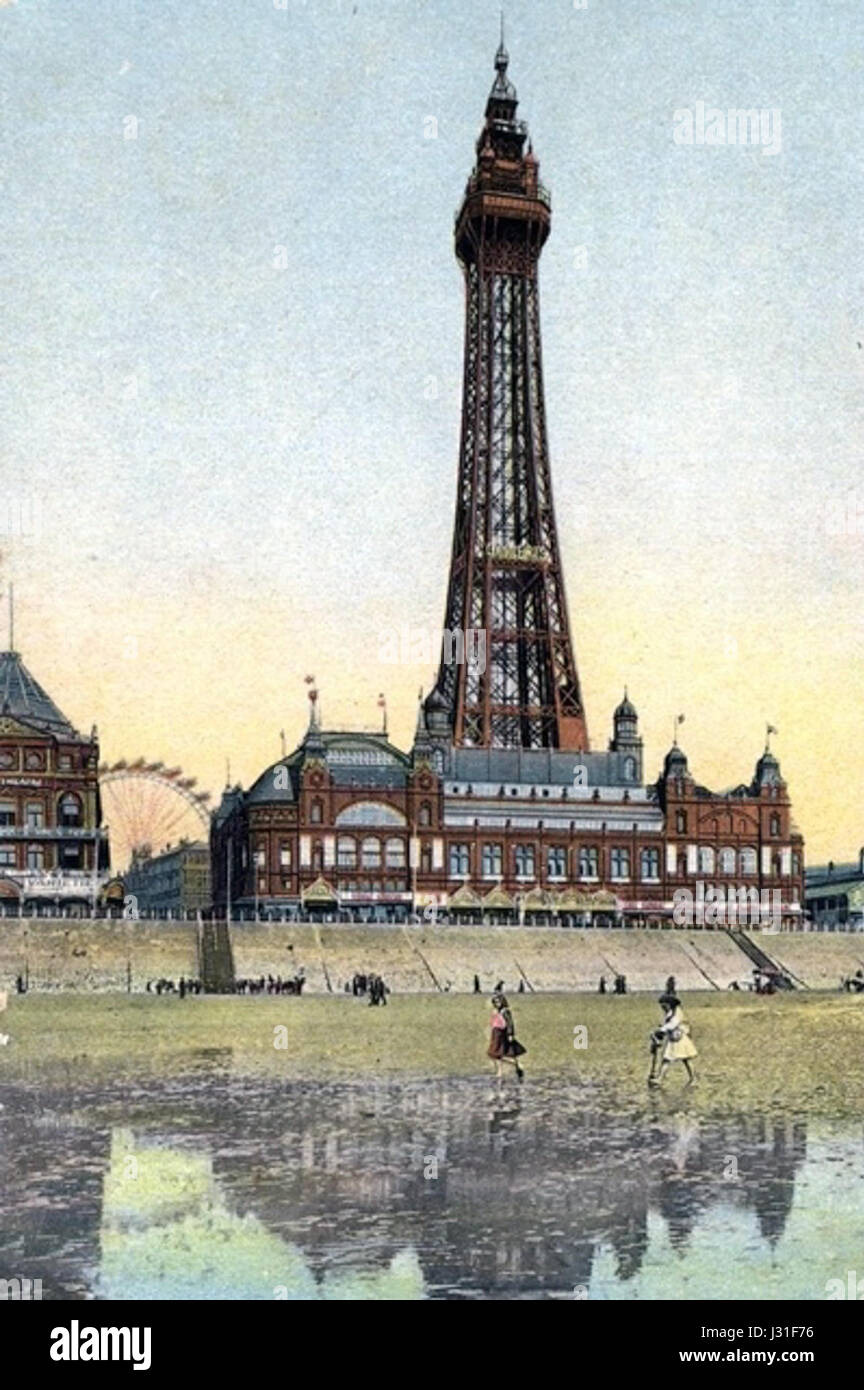 The Blackpool Tower, photographed around 1904, is a prominent British ...