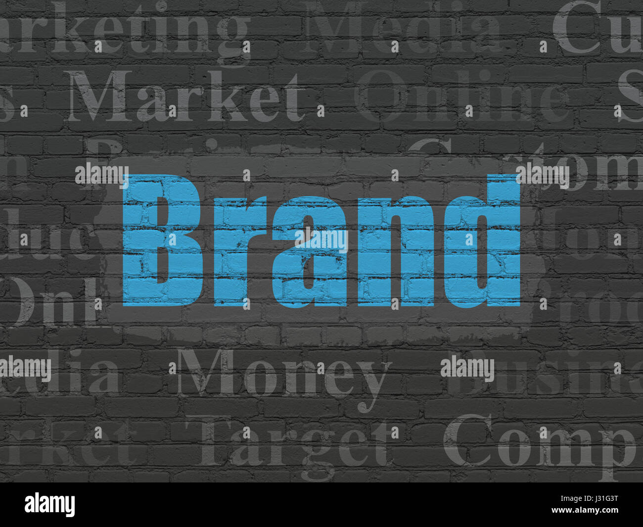 Marketing concept: Brand on wall background Stock Photo - Alamy
