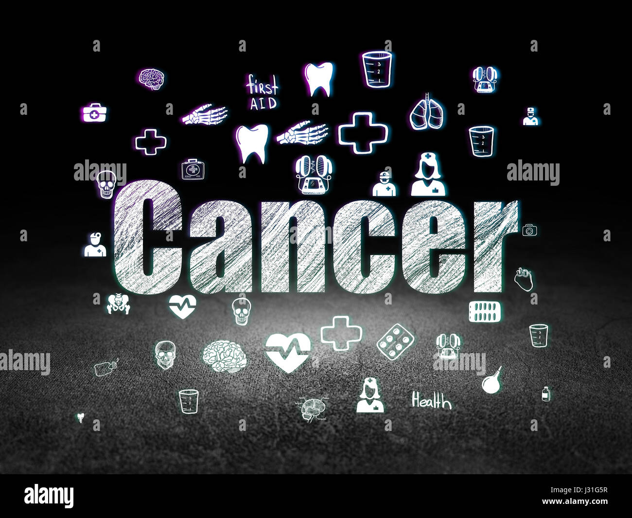 Health concept: Cancer in grunge dark room Stock Photo - Alamy