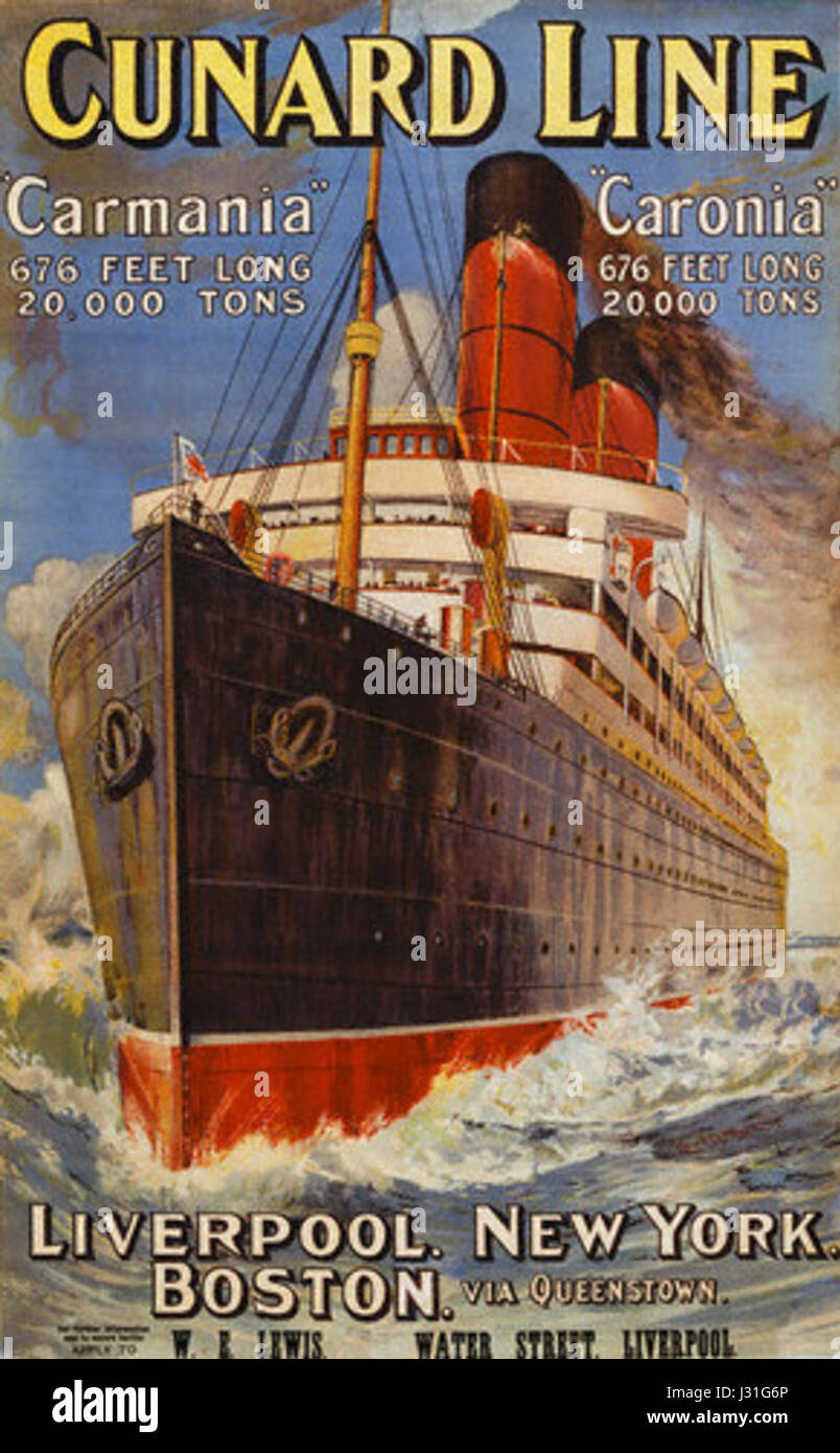 The Carmania poster refers to promotional artwork related to the RMS ...