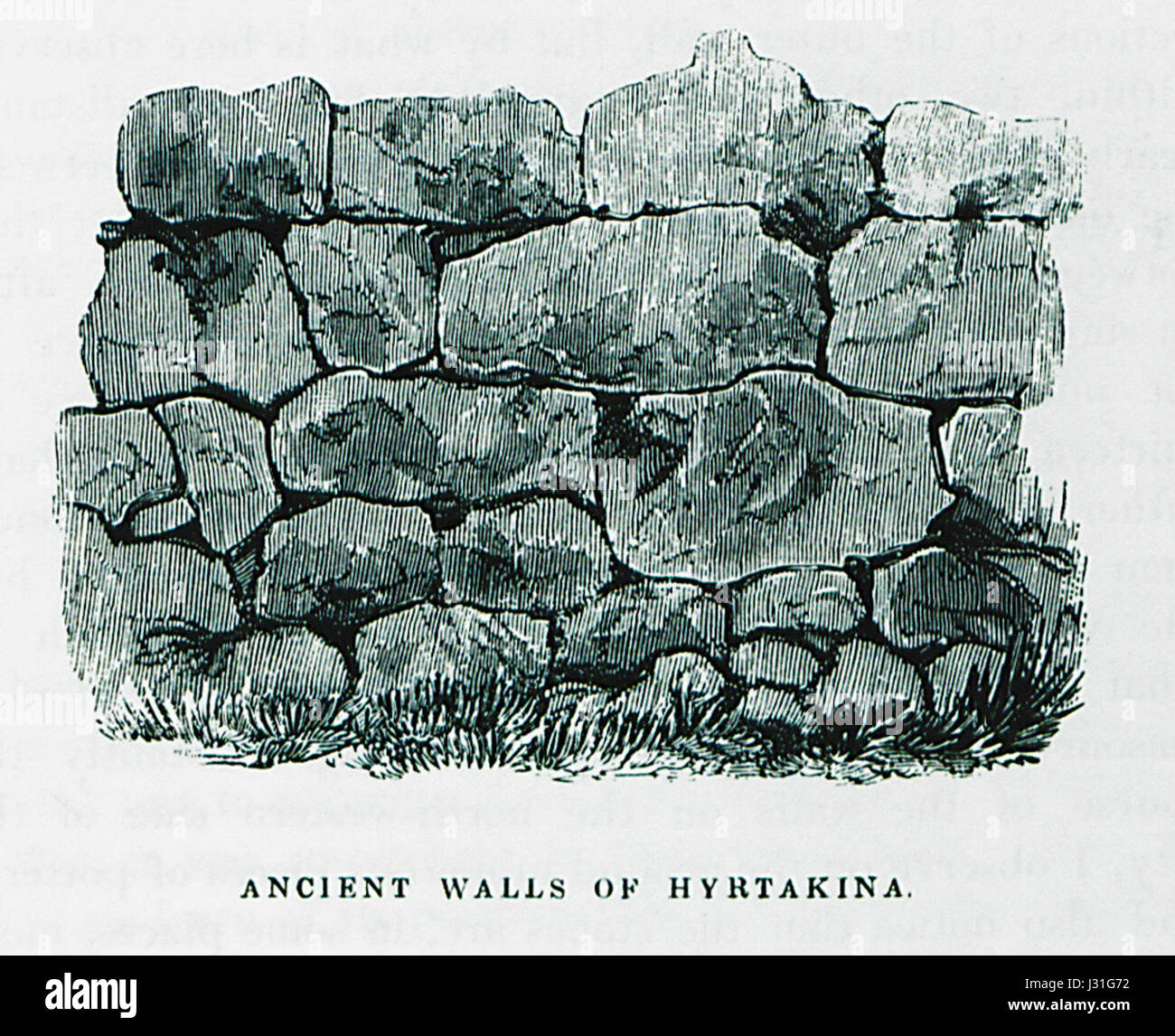 The ancient walls of Hytrakina, depicted by Robert Pashley in 1837 ...