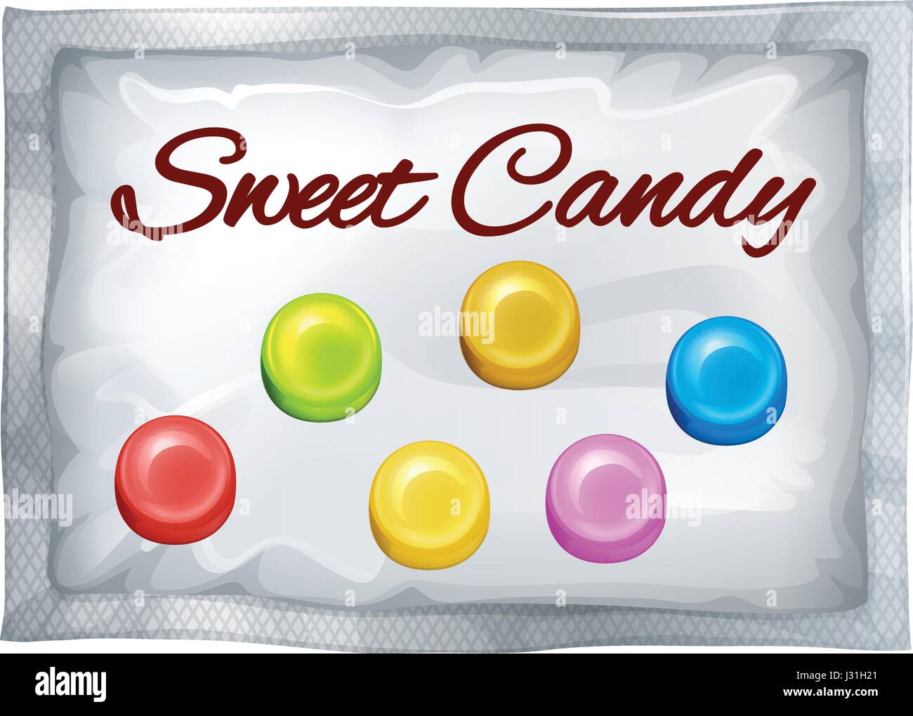 Different colors of sweet candy in bag illustration Stock Vector Image ...