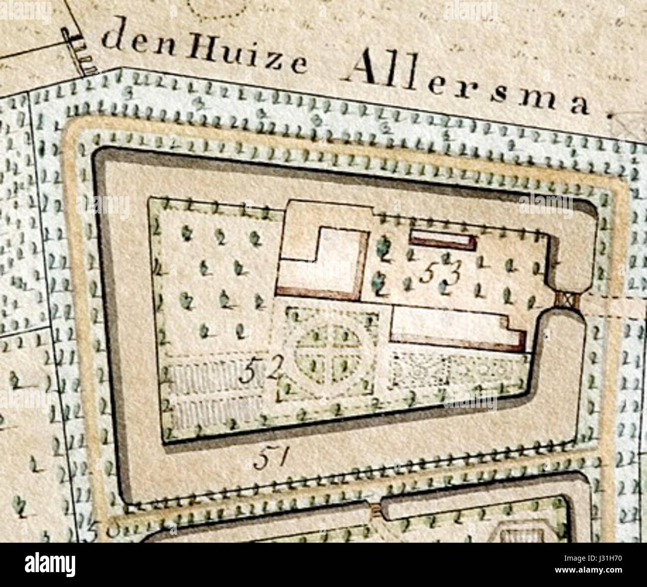 A historical map detail from Allersma's 1822 map, providing a glimpse ...