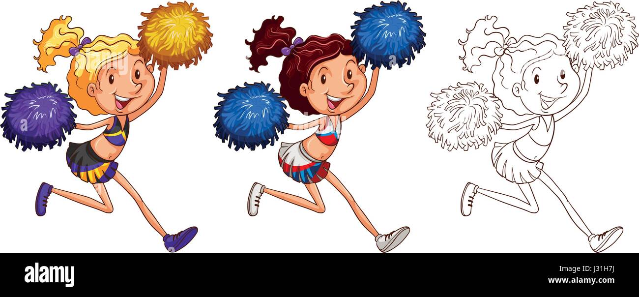 Doodle character for girl cheerleader illustration Stock Vector Image ...
