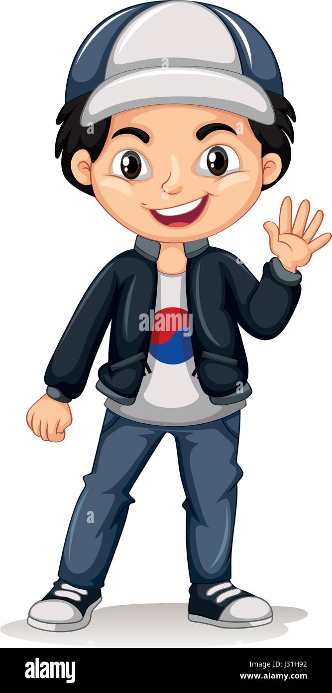 Korean boy wearing cap and jacket illustration Stock Vector Image & Art ...