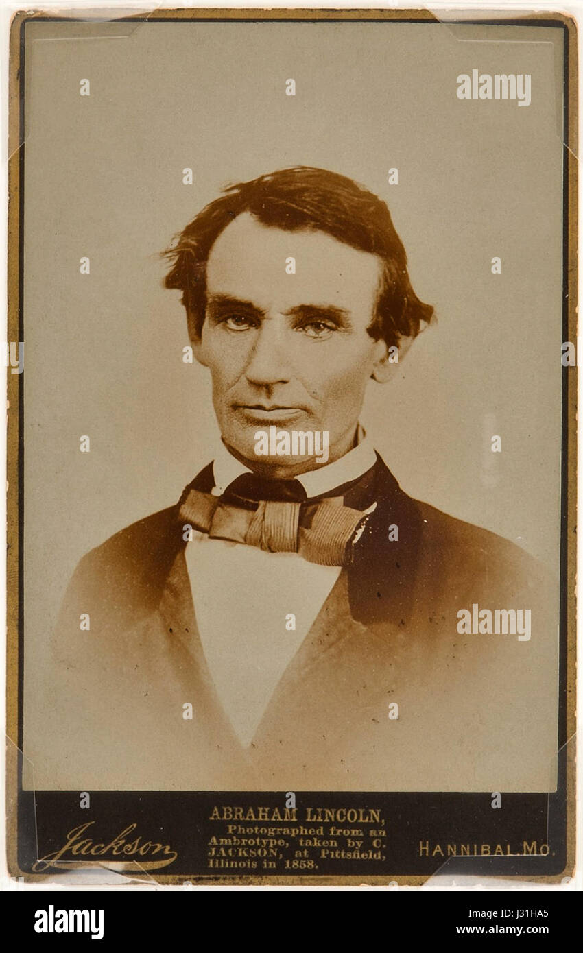 This 1858 engraving by Jackson shows an image of Abraham Lincoln. It is ...