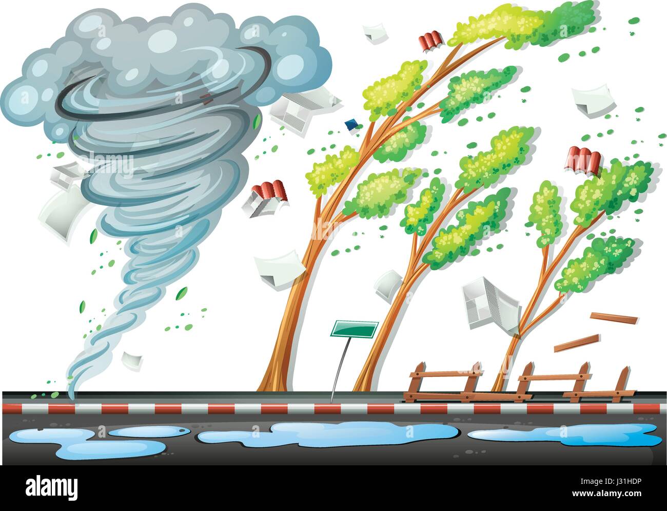 Scene with big storm on the road illustration Stock Vector Image & Art ...