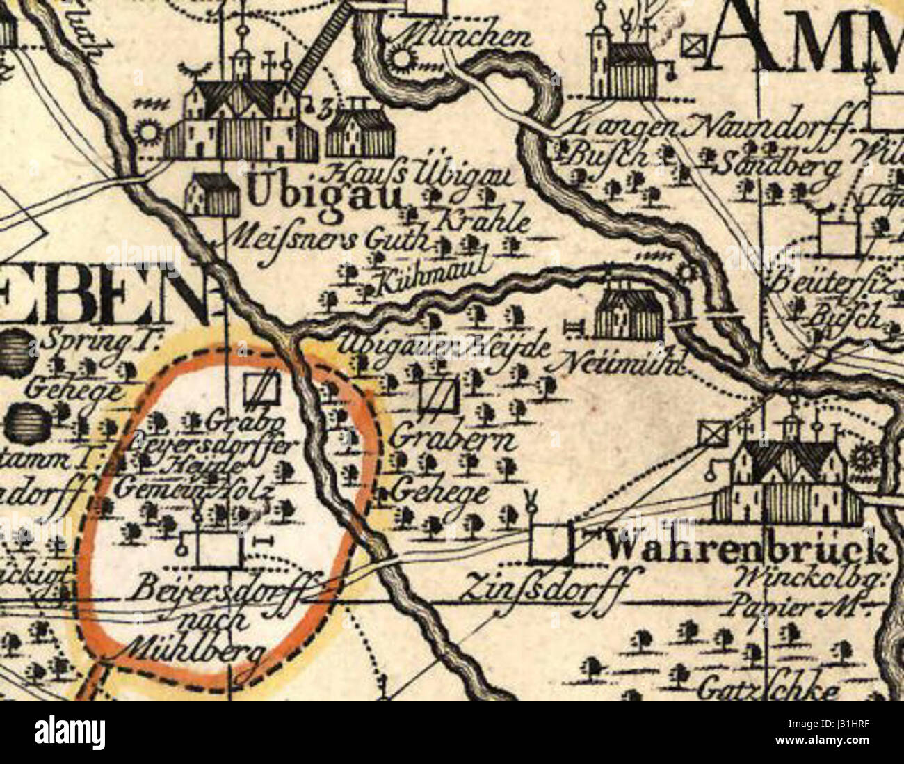 This historical map of Amt Liebenwerda and Amt Schlieben in the region ...