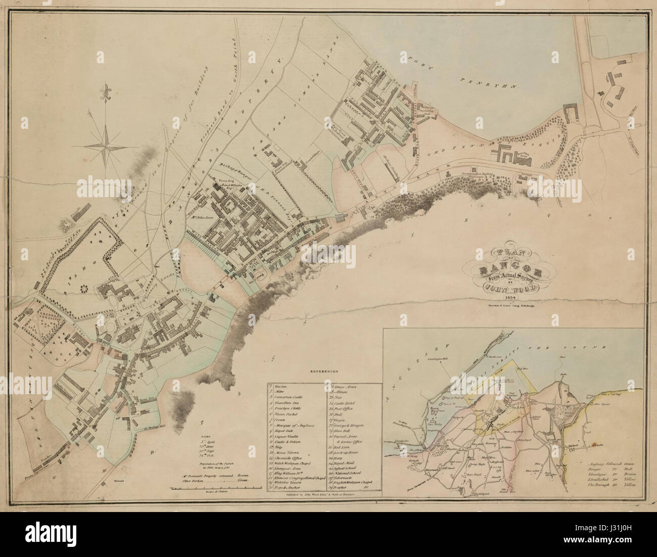 Vintage map of bangor hi-res stock photography and images - Alamy