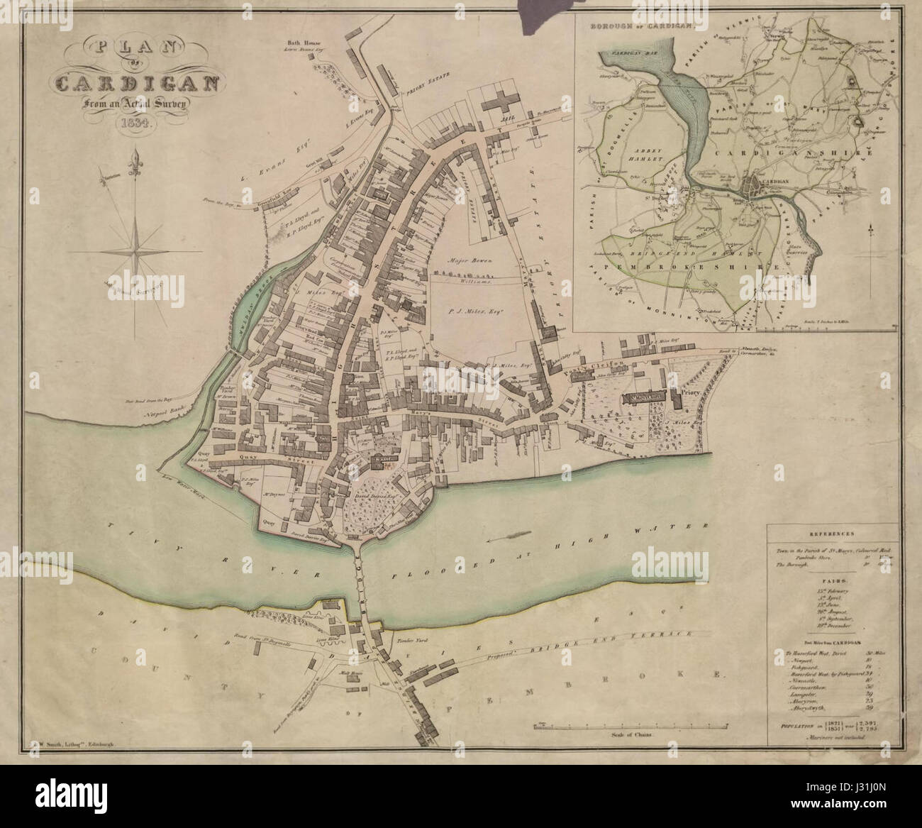 This map of Cardigan town provides a detailed layout of the area ...