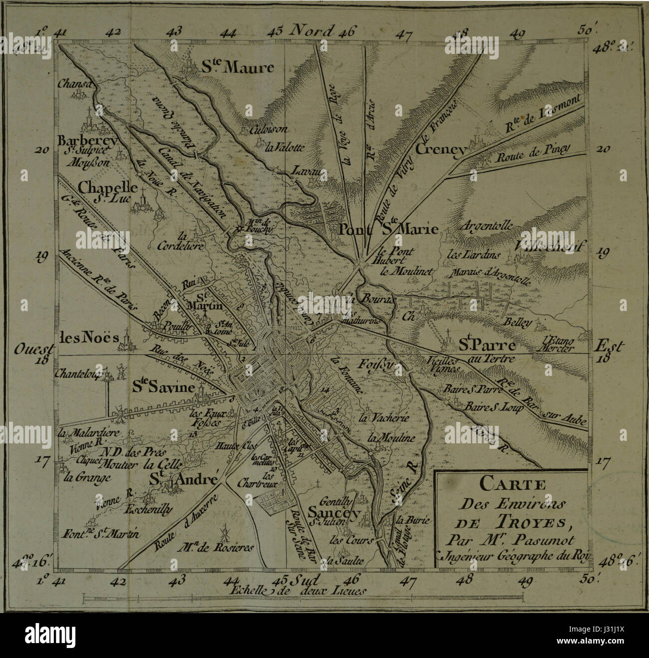 'Carte des environs de Troyes' is a map depicting the surroundings of ...