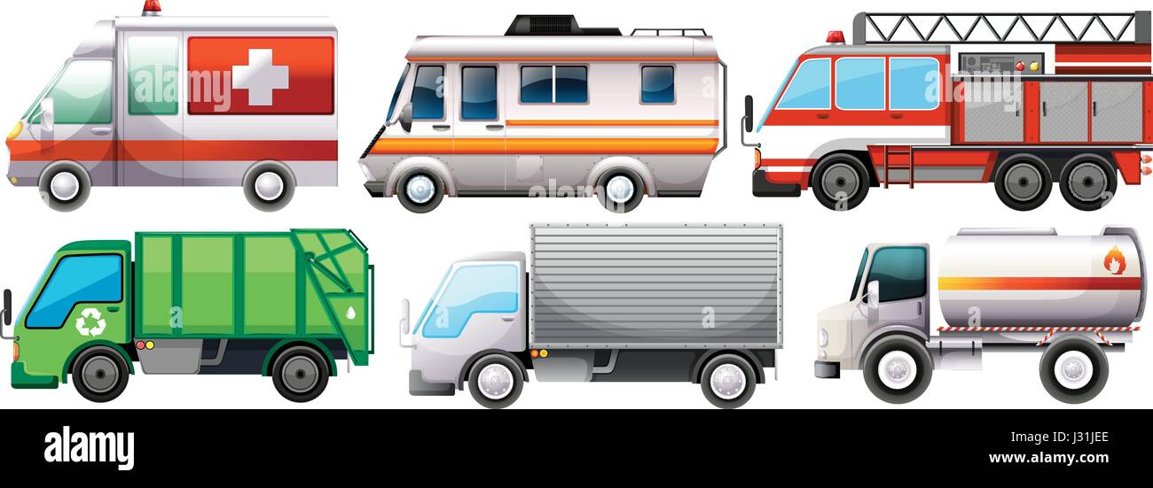 Different types of service trucks illustration Stock Vector Image & Art ...