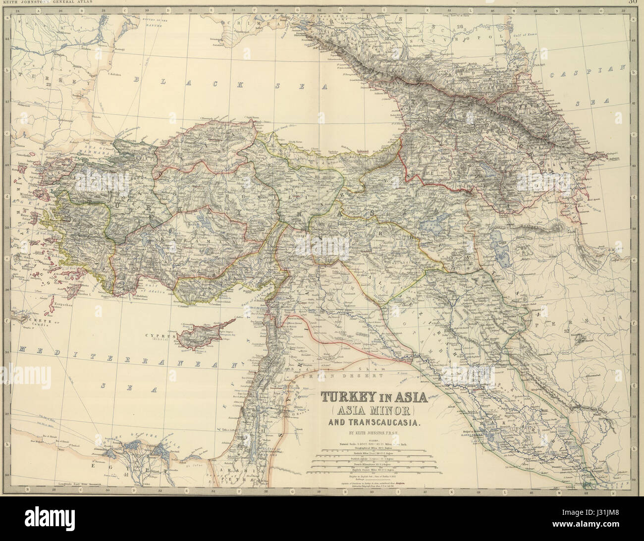 Asian part of the Ottoman Empire and South Caucasus (1879 Stock Photo ...