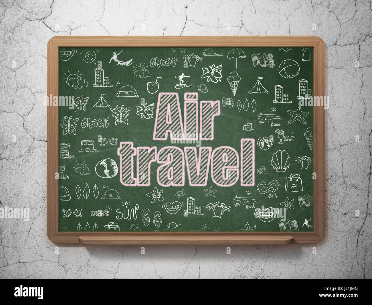 Travel concept: Air Travel on School board background Stock Photo - Alamy