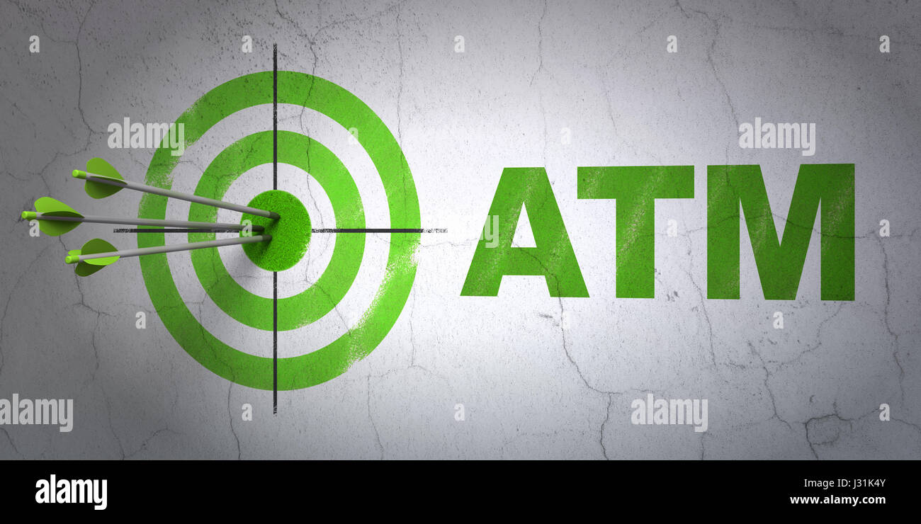 Banking concept: target and ATM on wall background Stock Photo - Alamy