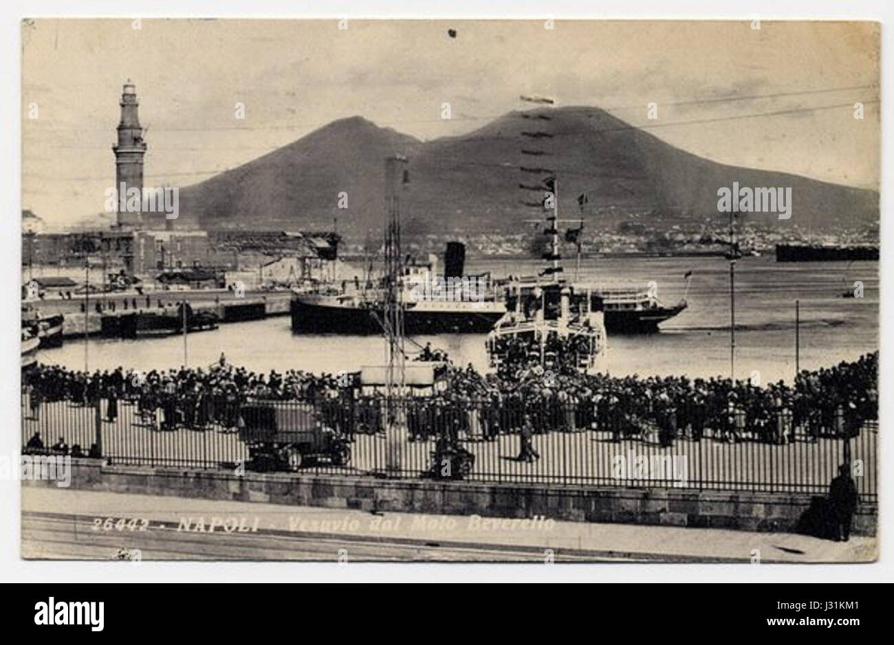 The image likely shows the port of Molo Beverello in Naples, Italy ...