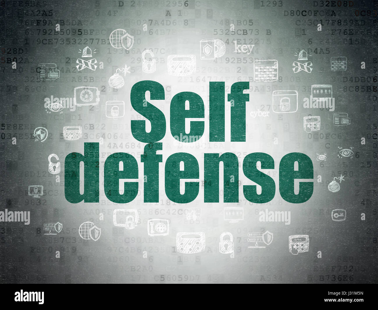Safety concept: Self Defense on Digital Data Paper background Stock ...