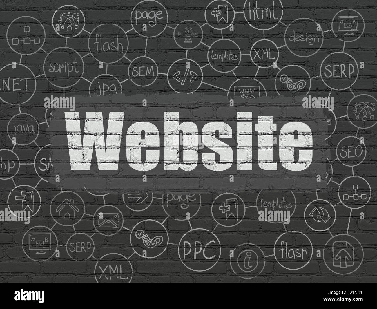 Web development concept: Website on wall background Stock Photo - Alamy