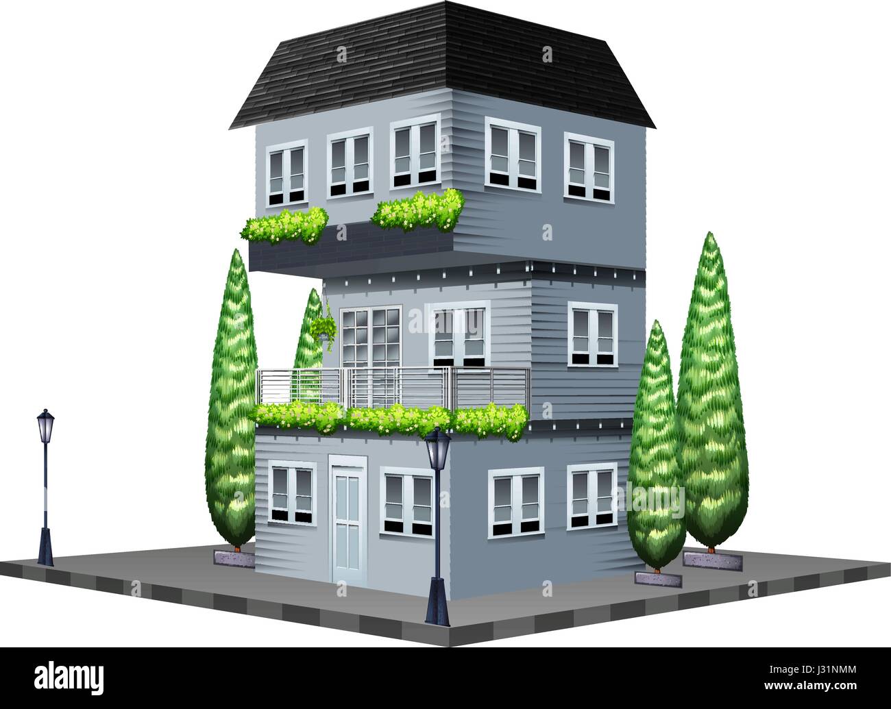 Gray house exterior Stock Vector Images - Alamy