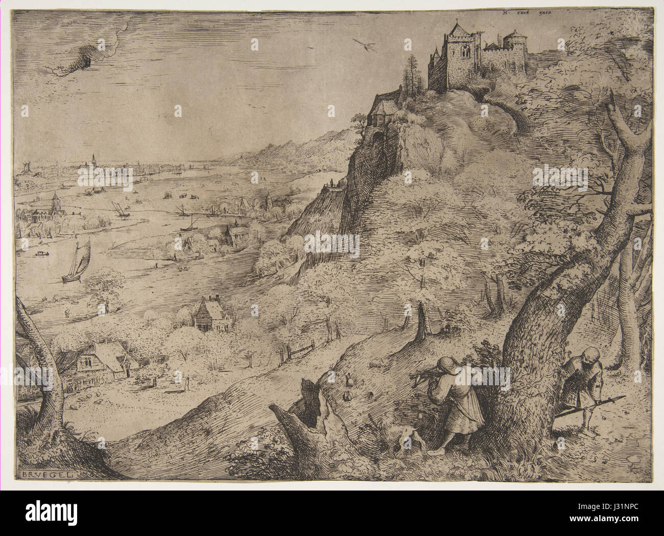 The painting 'Rabbit Hunt' by Pieter Bruegel the Elder depicts a rural ...